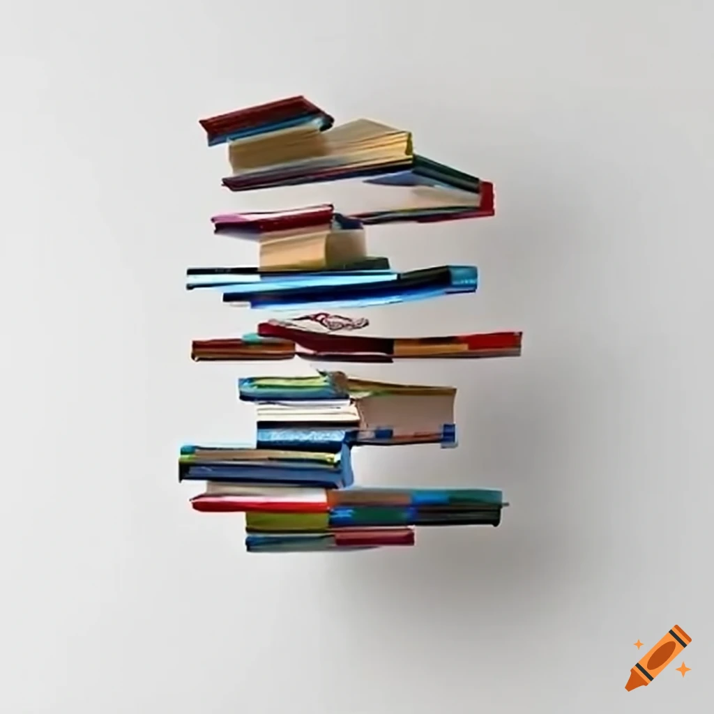Levitating books creating a whimsical and surreal scene on Craiyon