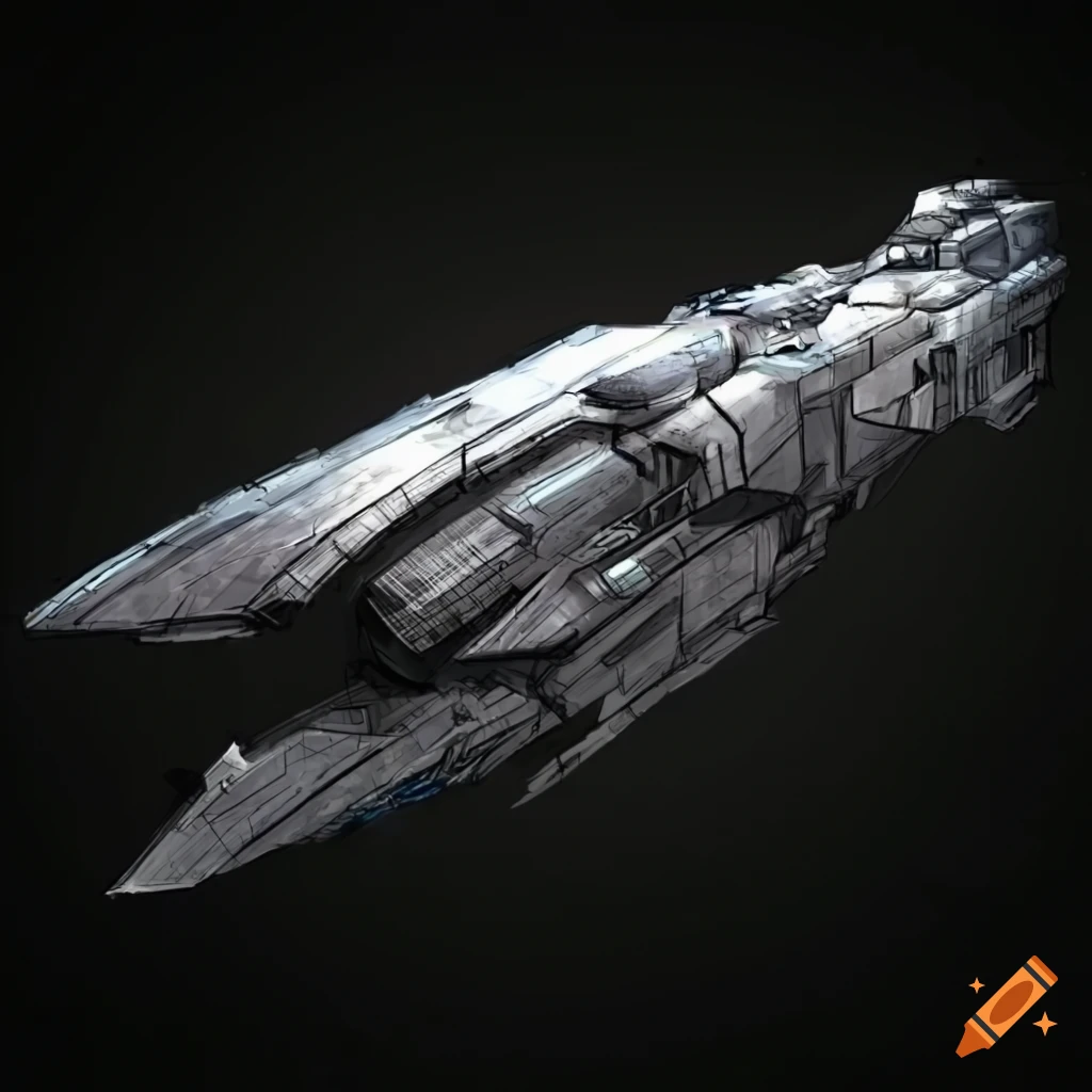 Concept design of a space warship on Craiyon