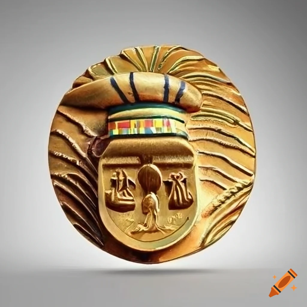 Bronze medal with the coat of arms of the Republic of Cameroon and a ...