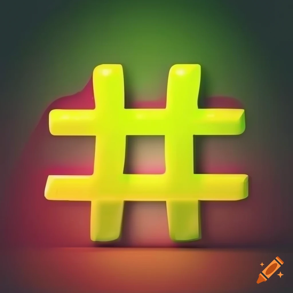 Colorful modern yellow hashtag logo on Craiyon