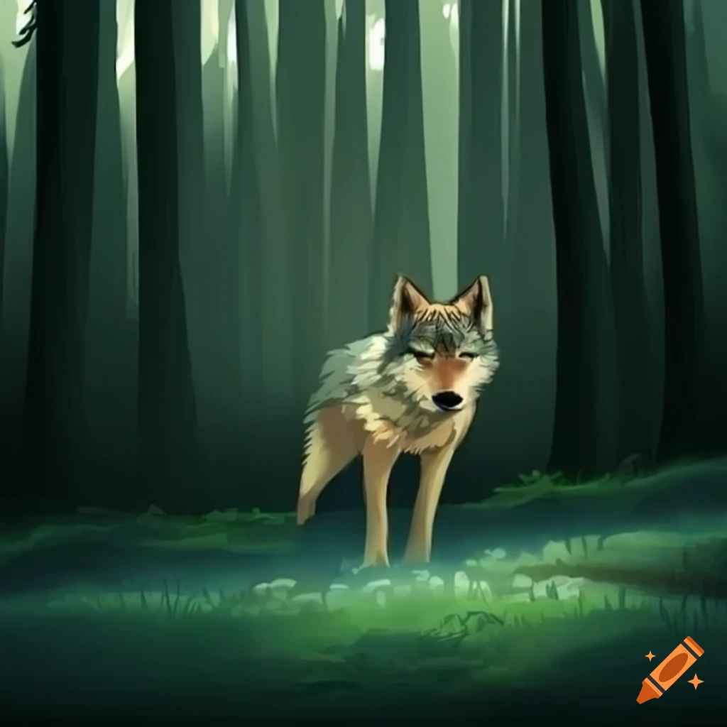 Solitary wolf in the forest on Craiyon