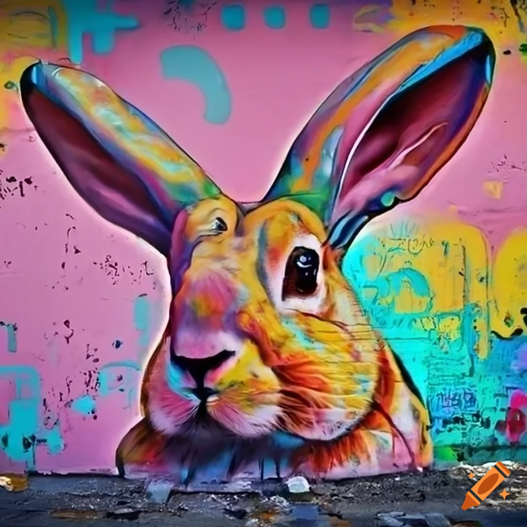 Colorful graffiti of a rabbit on Craiyon