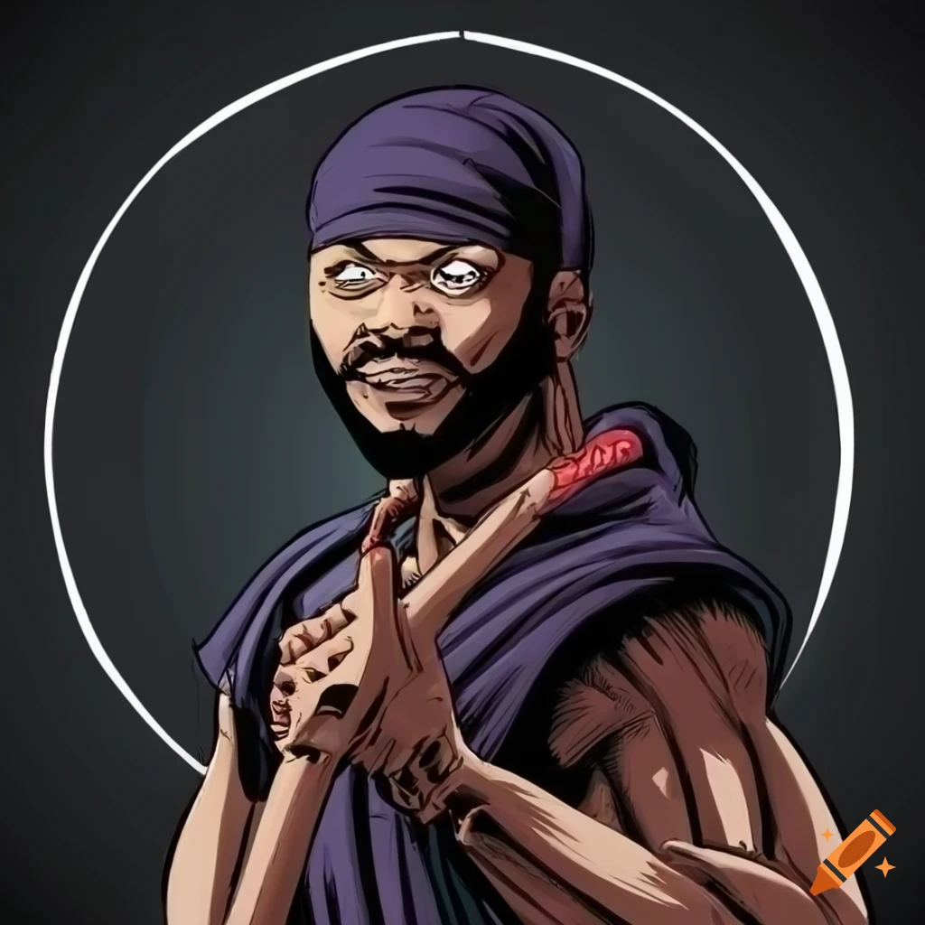 Comic style portrait of an Afro-American ninja with attitude on Craiyon