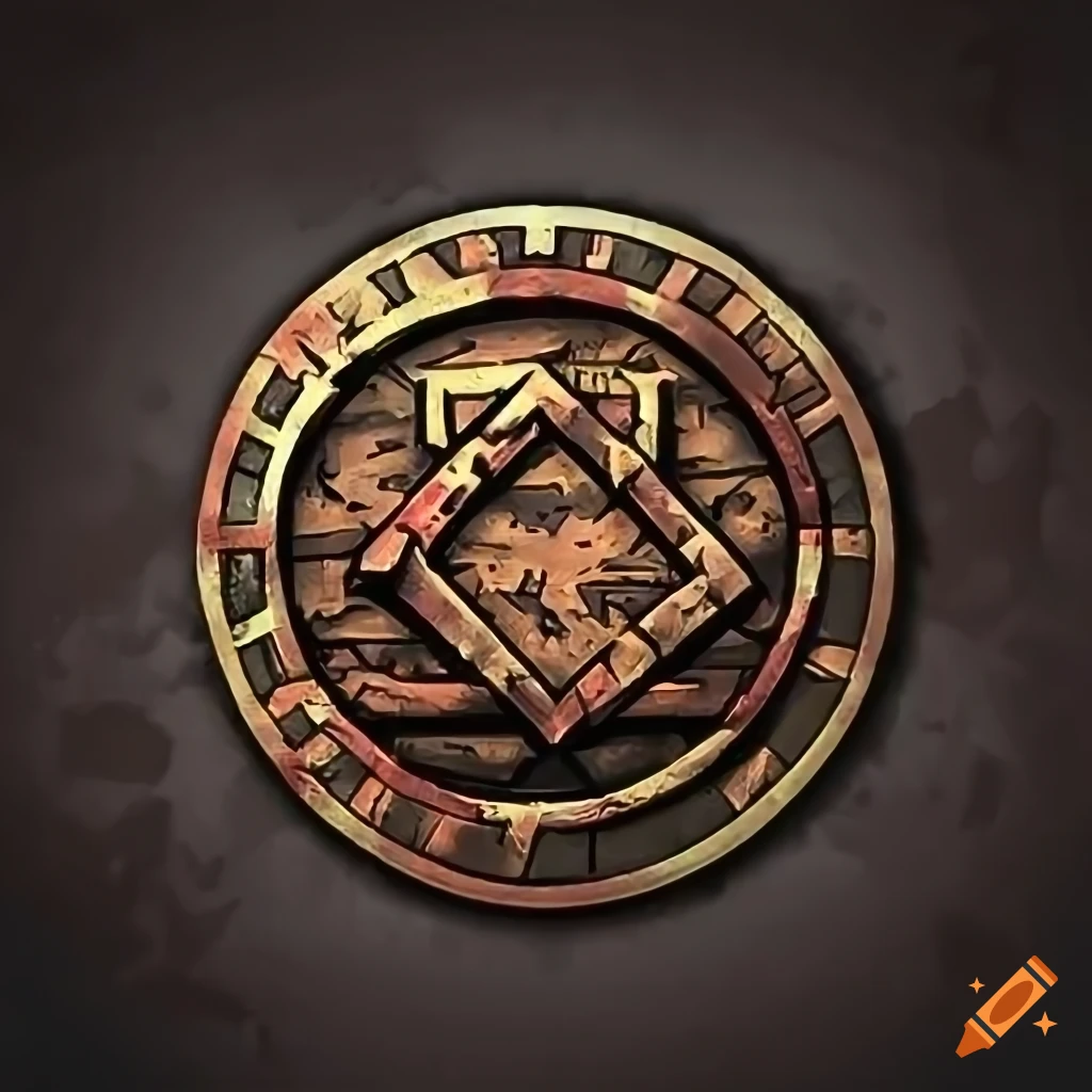 Darkest Dungeon antique alpha emblem coin style on Craiyon