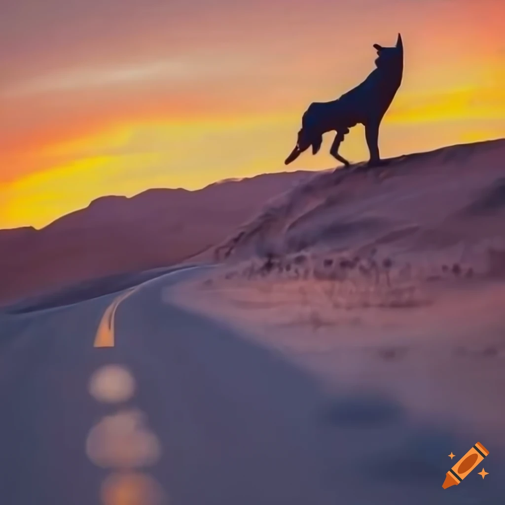 Lone wolf on a scooter riding into the sunset on an american-style ...