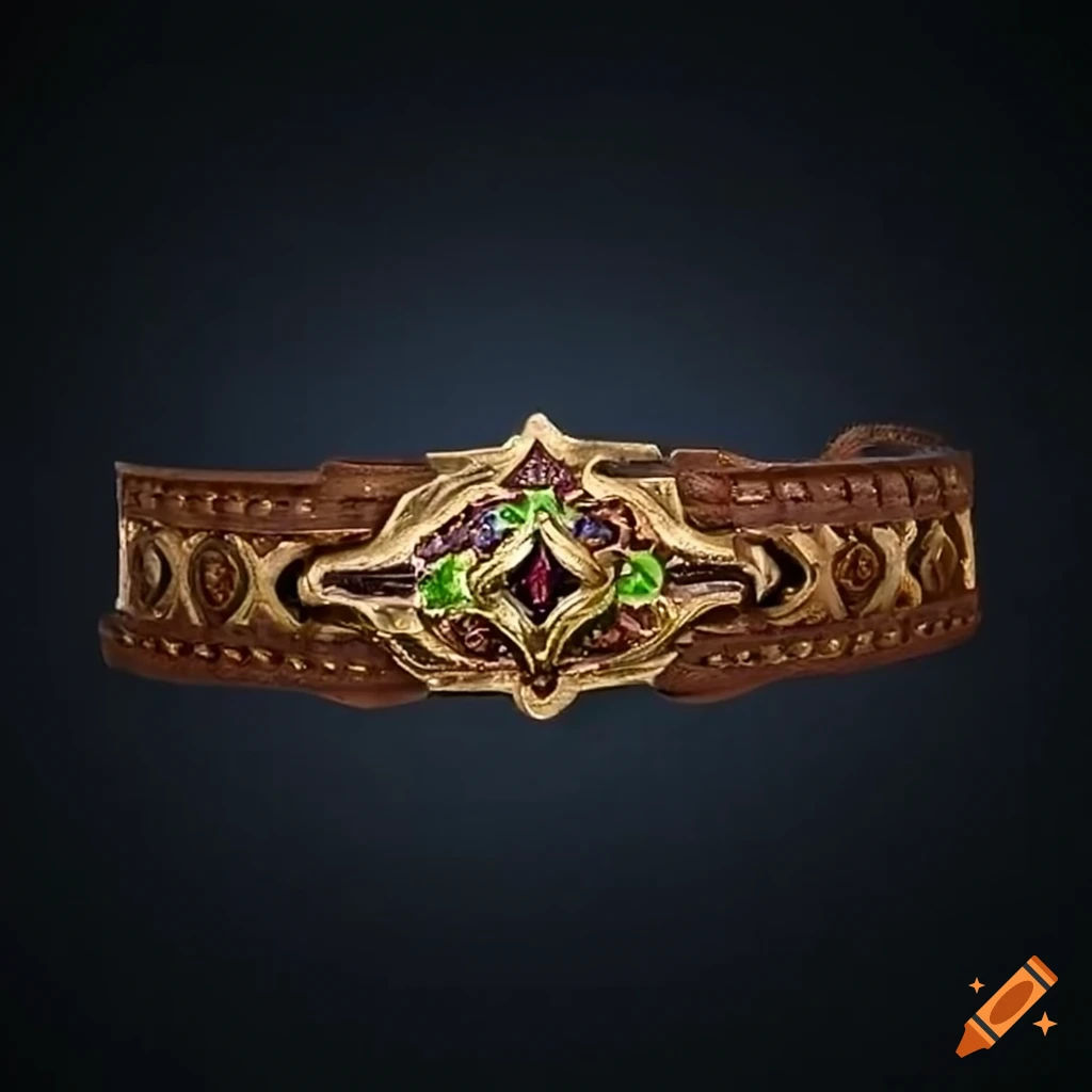 Adorned magic war belt from the front view on Craiyon