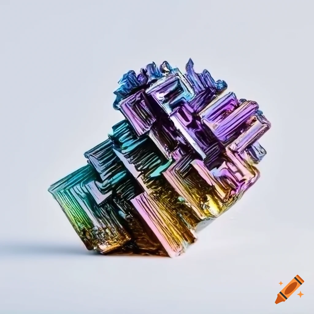 Bismuth crystals on white background on Craiyon