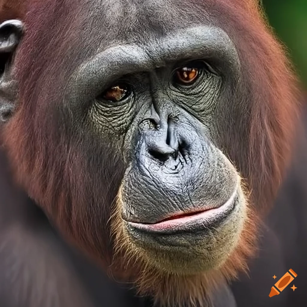 Chimpanzee and orangutan hybrid on Craiyon