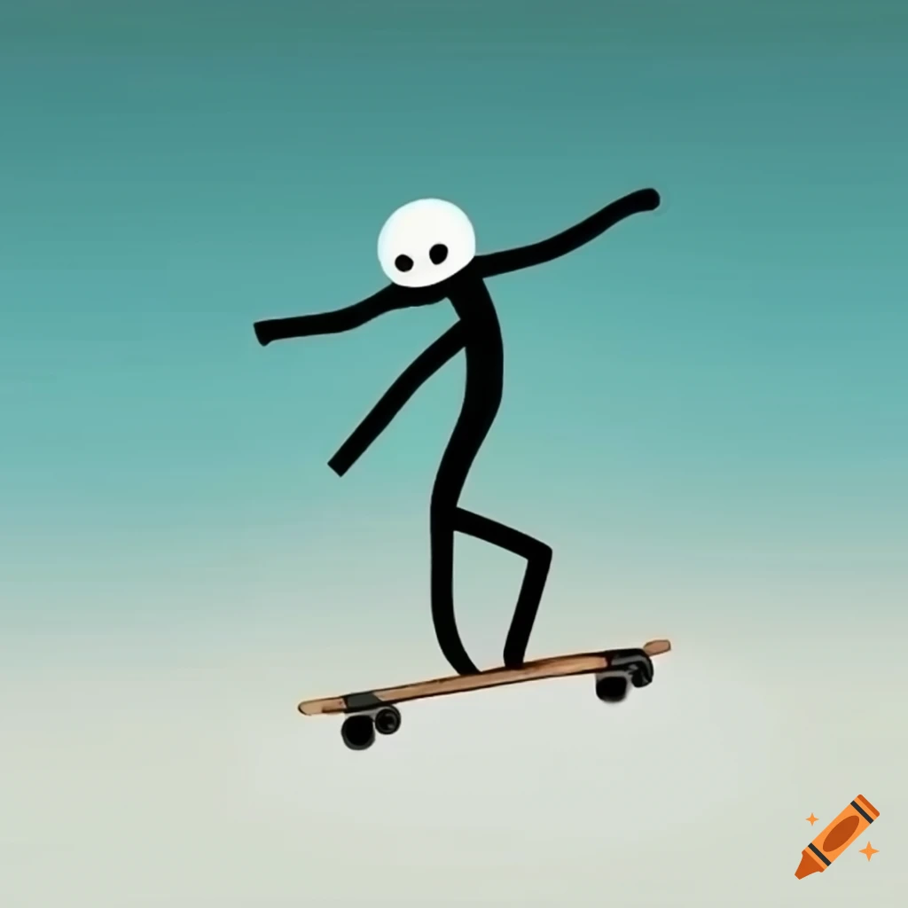 Stick man riding a skateboard on Craiyon