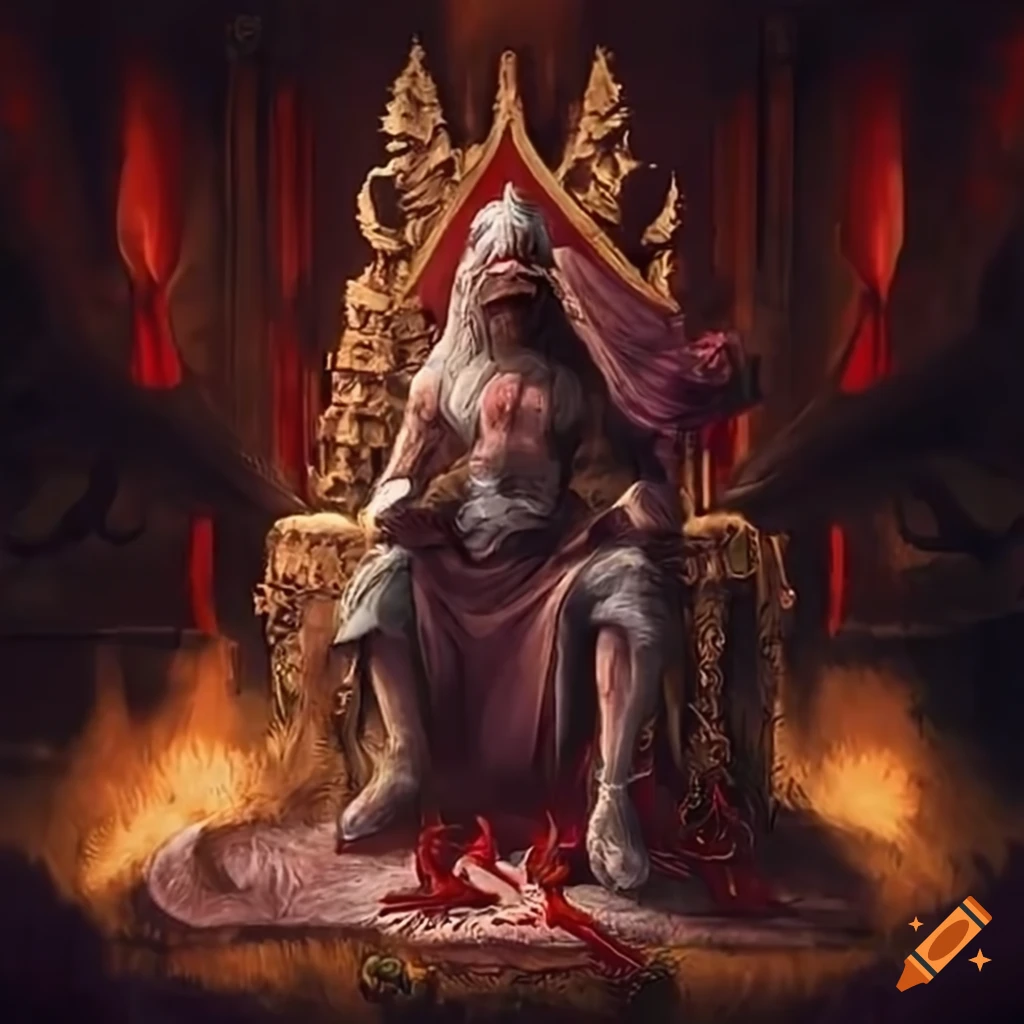 Wolf sitting on a throne eating a chicken leg on Craiyon