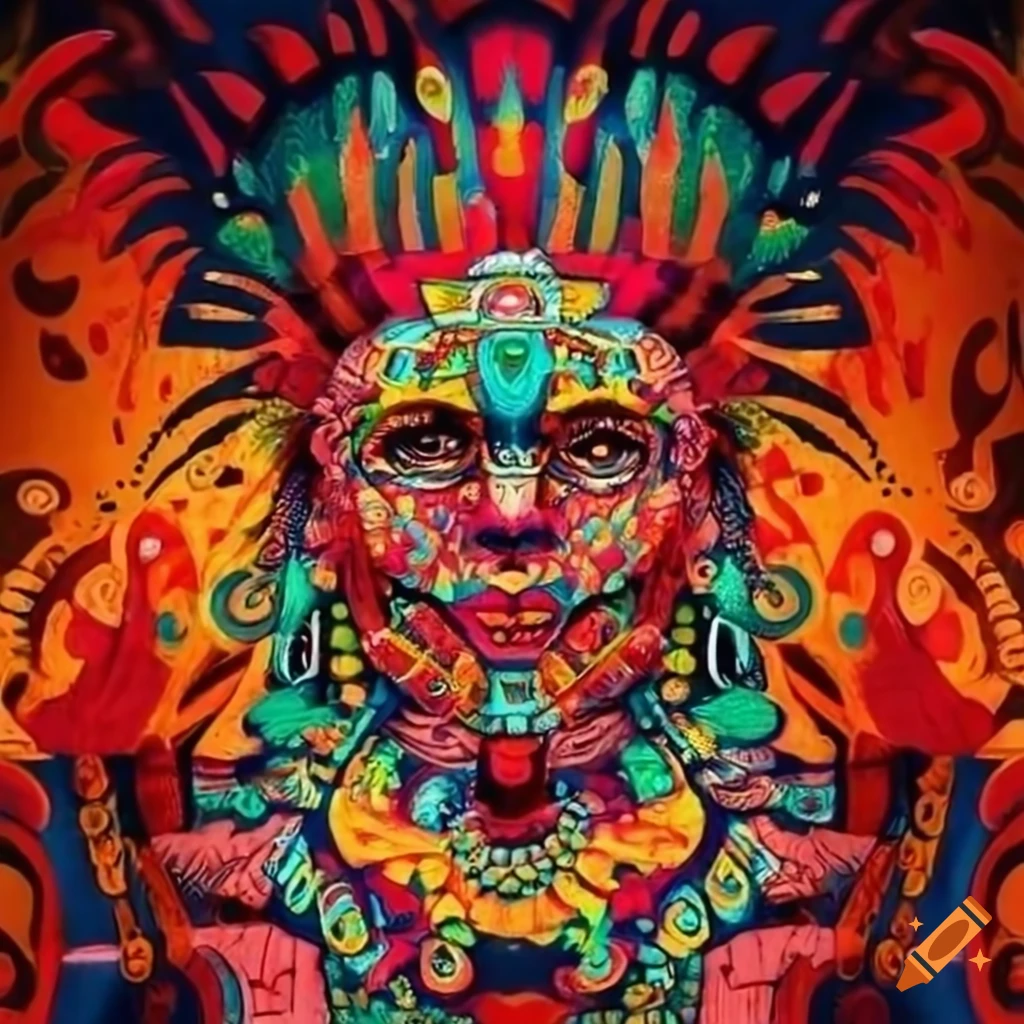 Vibrant ad celebrating cinco de mayo with detailed aztec art on Craiyon