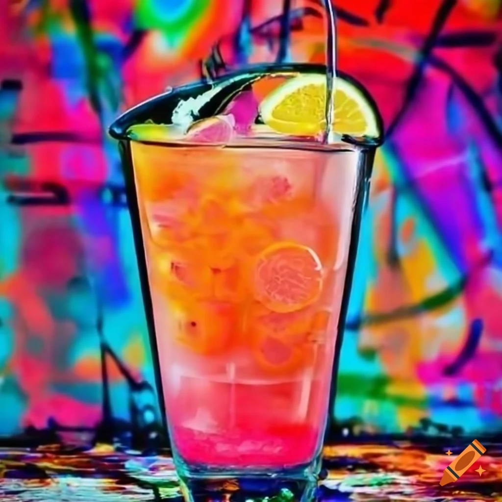 Vibrant graffiti art of a Paloma cocktail on Craiyon