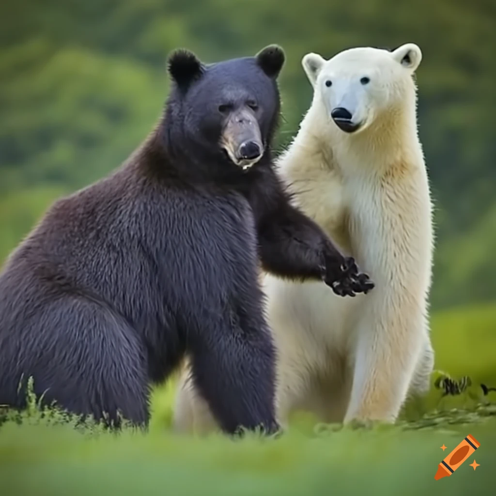 Black bear and polar bear playing together on Craiyon