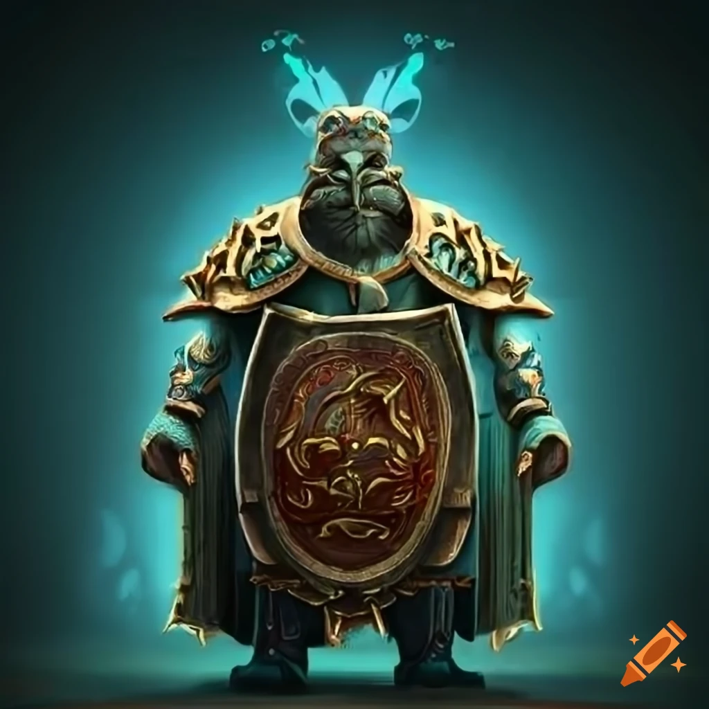 Holy turtle cleric with ceremonial shield and robes on Craiyon