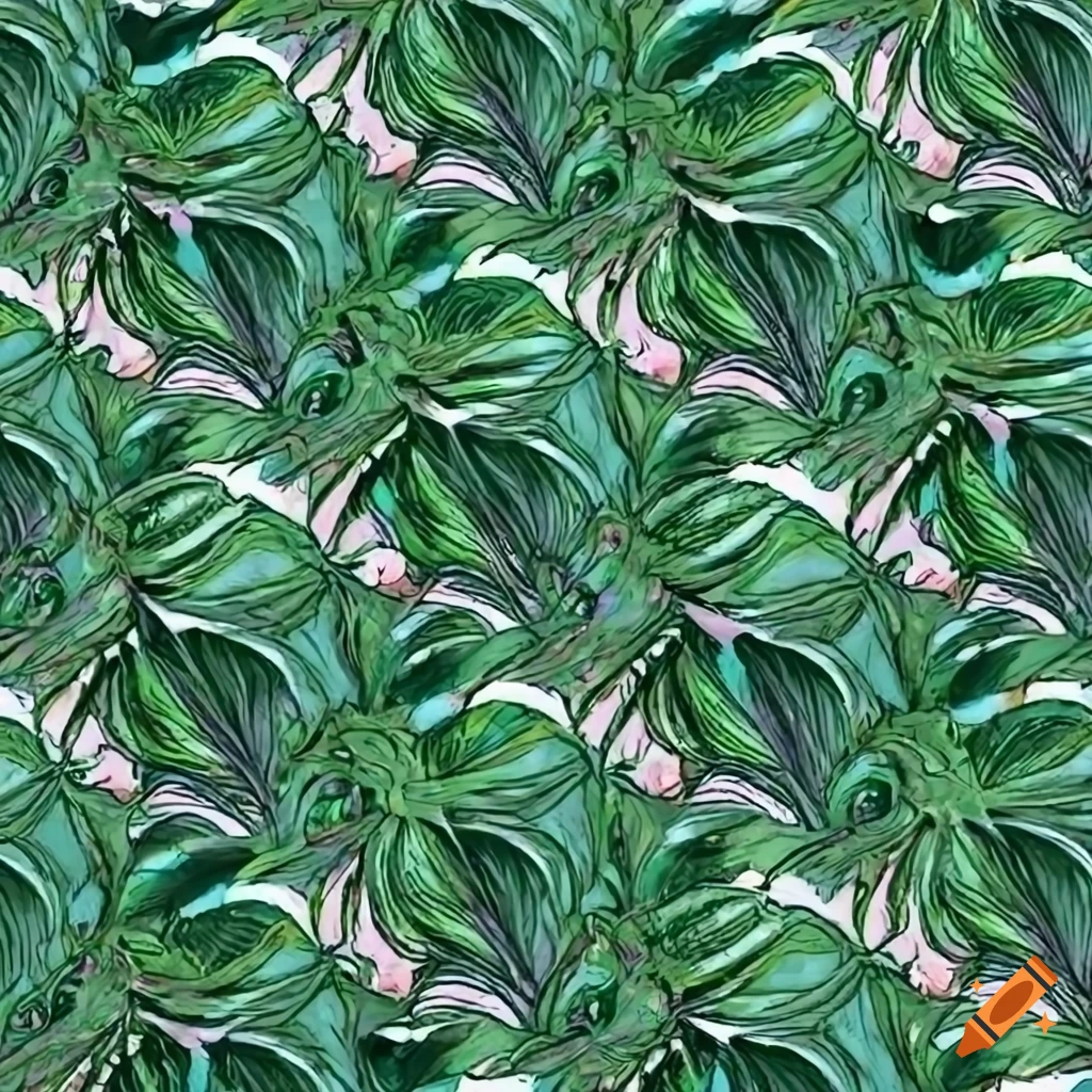 Botanical green leaves pattern on Craiyon