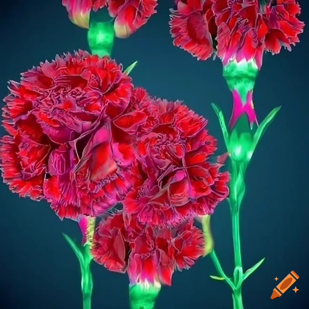 Vibrant red carnations symbolizing hope and a bright future on Craiyon