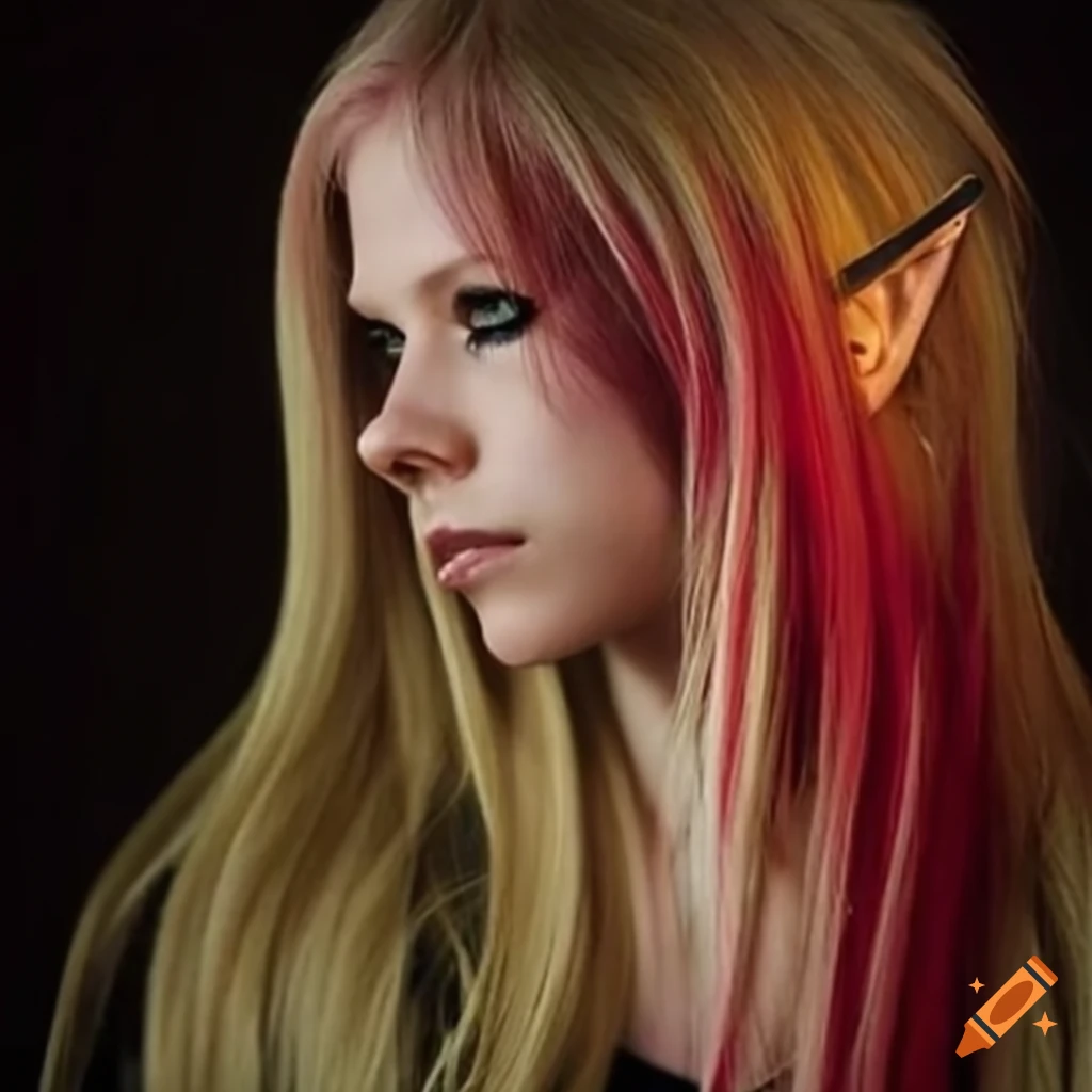 Avril lavigne in a fantasy elf warrior costume on Craiyon