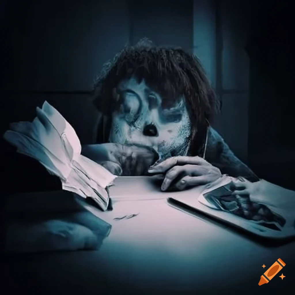 Man overwhelmed by paperwork on Craiyon