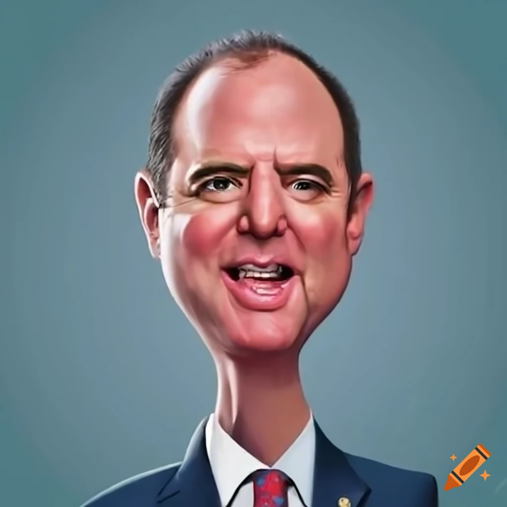 Cartoon caricature of Adam Schiff on Craiyon