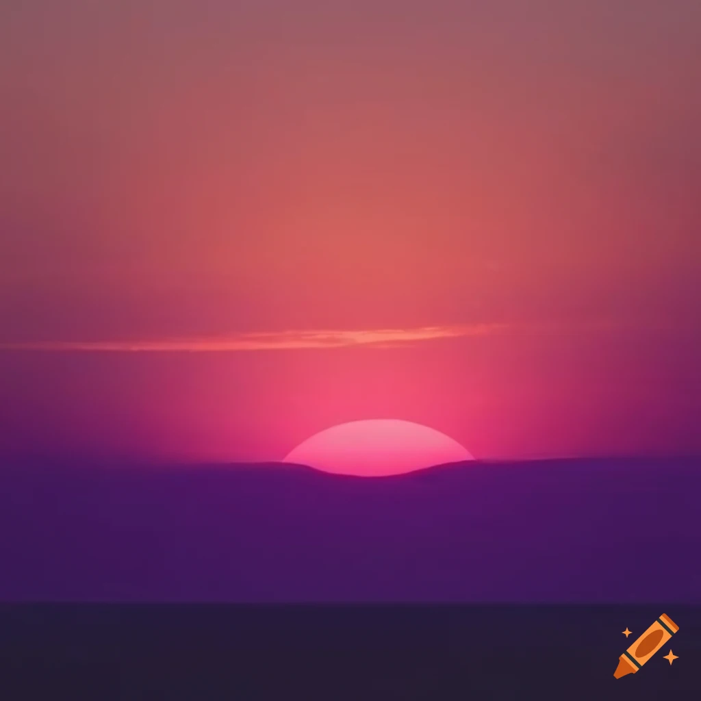 Purple sun setting in the west on Craiyon