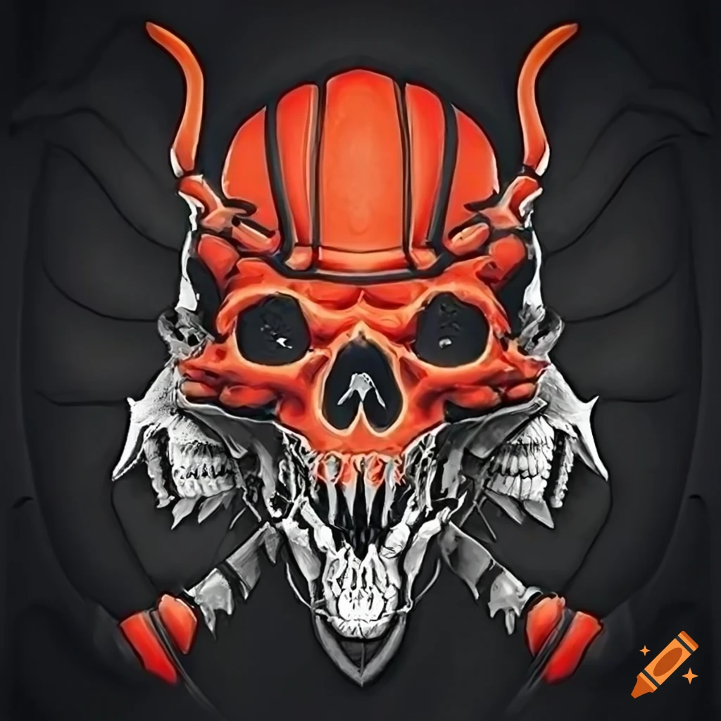 Military insignia with a skull-headed cockroach design on Craiyon