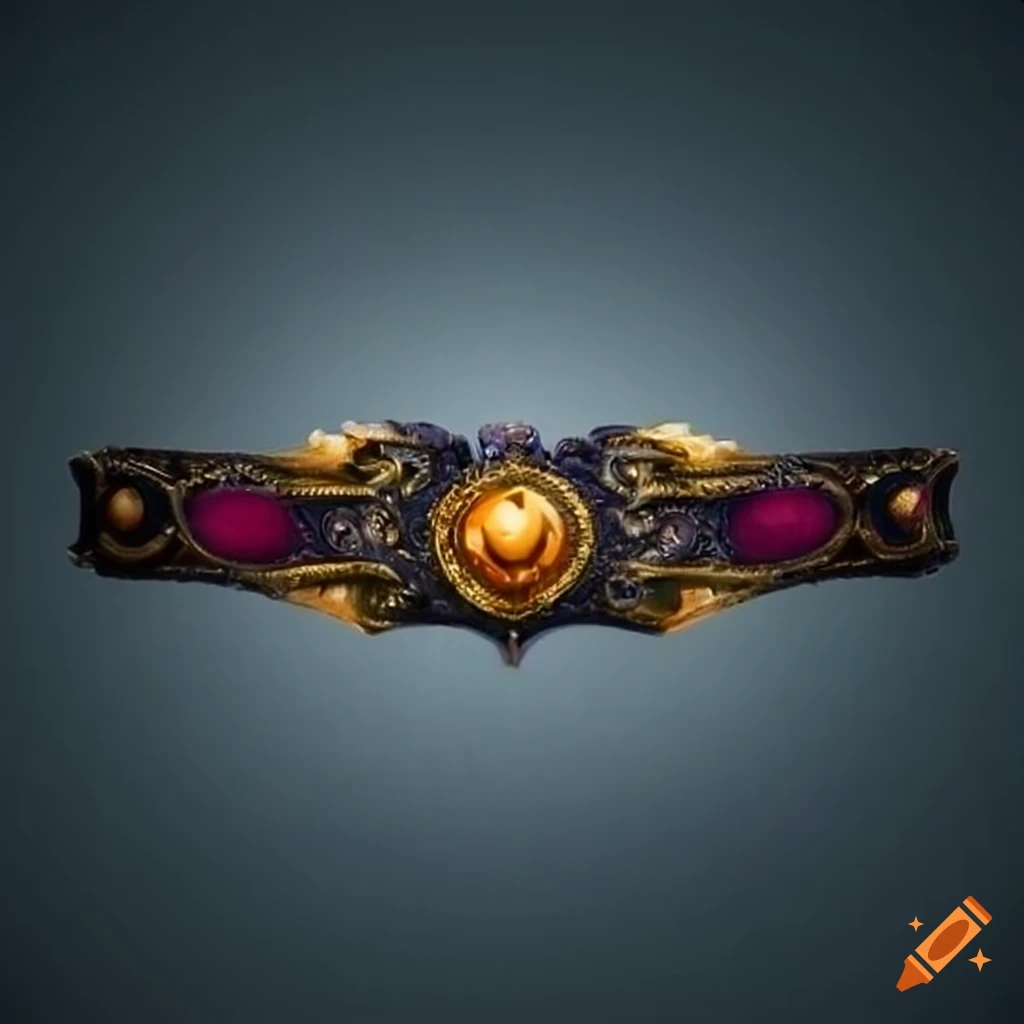 Front view of an adorned magic war belt on Craiyon