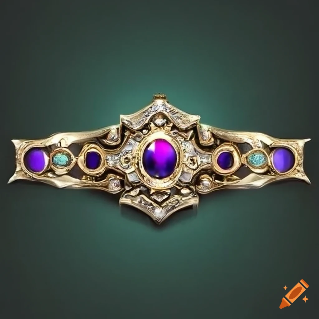 Adorned shiny magic war belt from the front on Craiyon