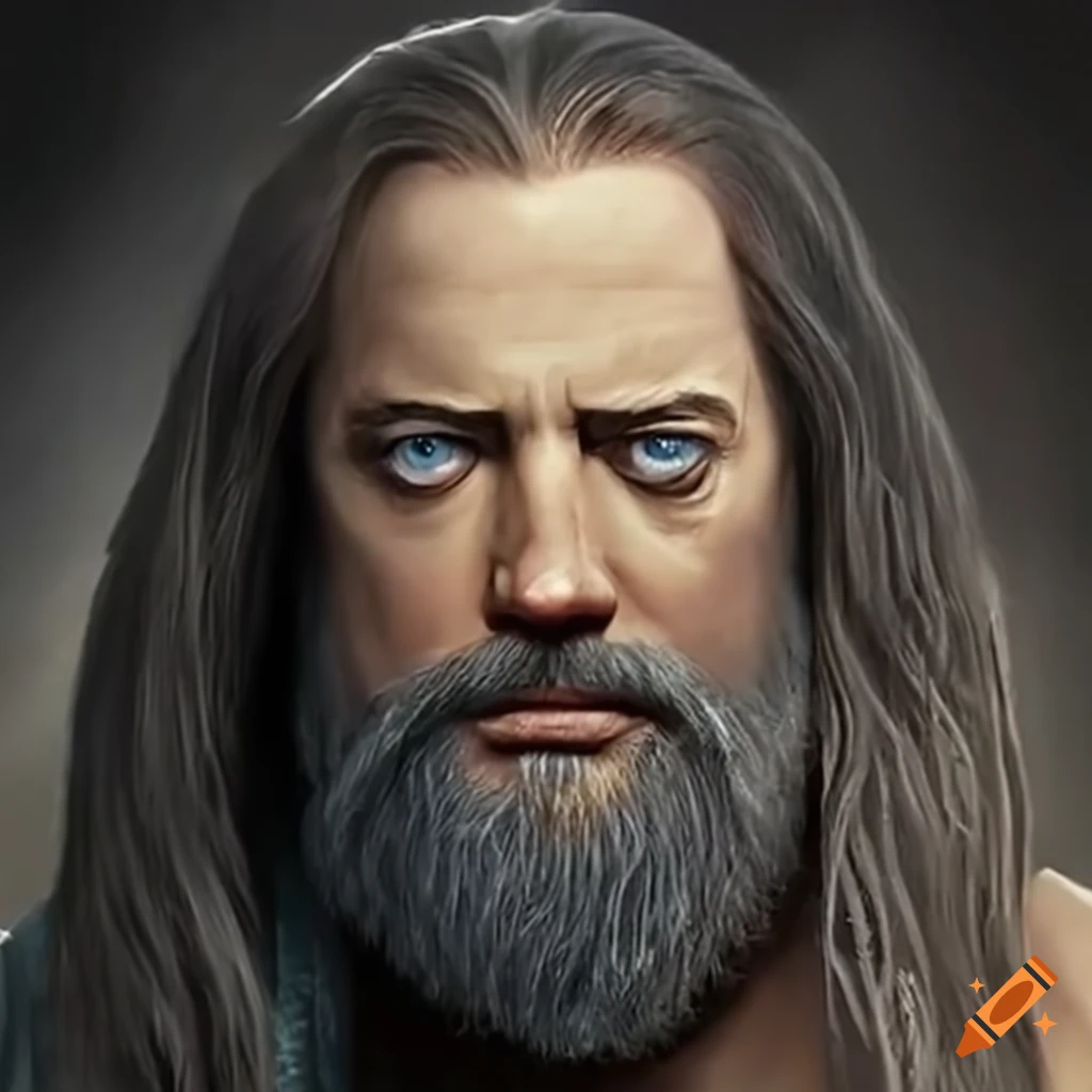 Transformation of Brendan Fraser's character with a long gray beard on ...