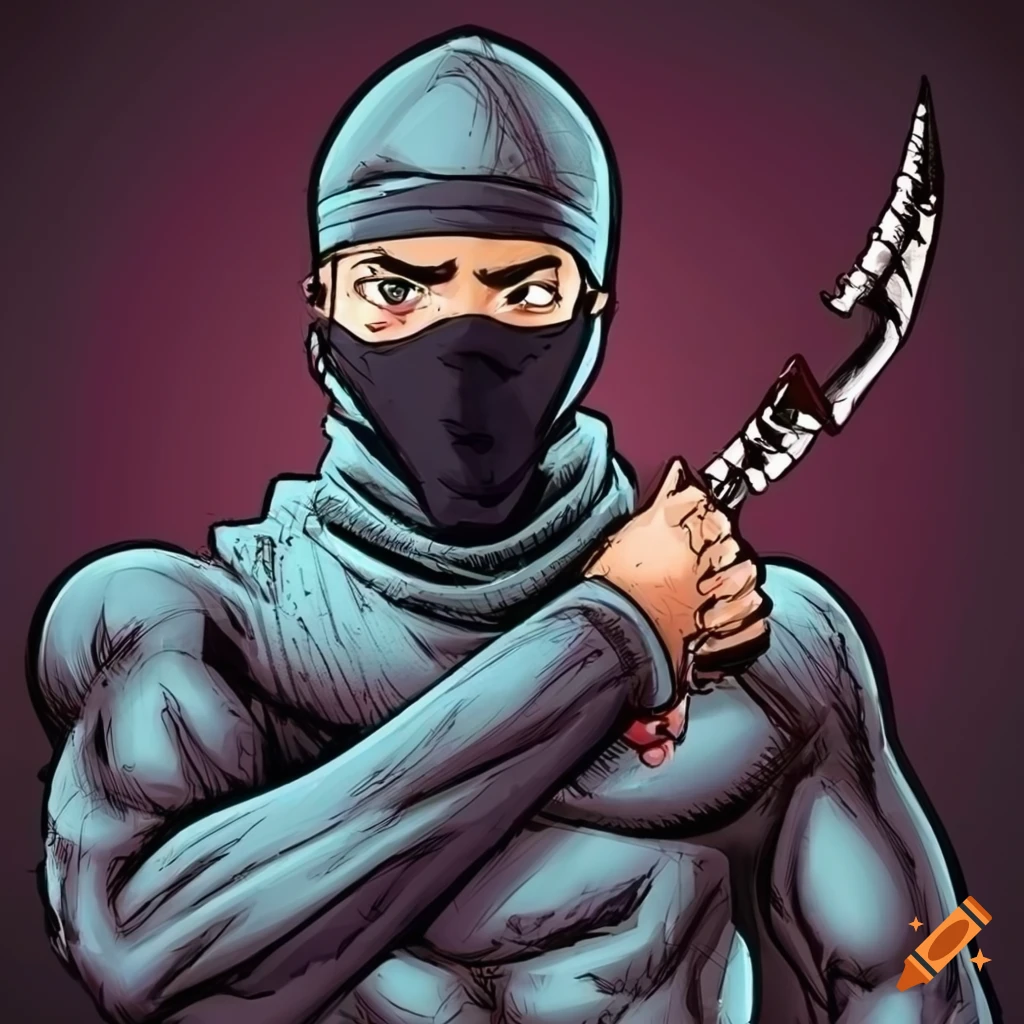Comic style portrait of an Afro-American ninja with attitude on Craiyon