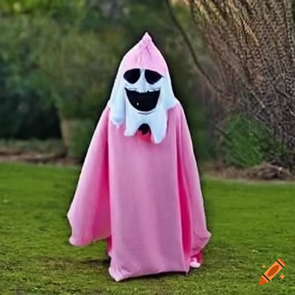 Meerkat in pink ghost halloween costume on Craiyon
