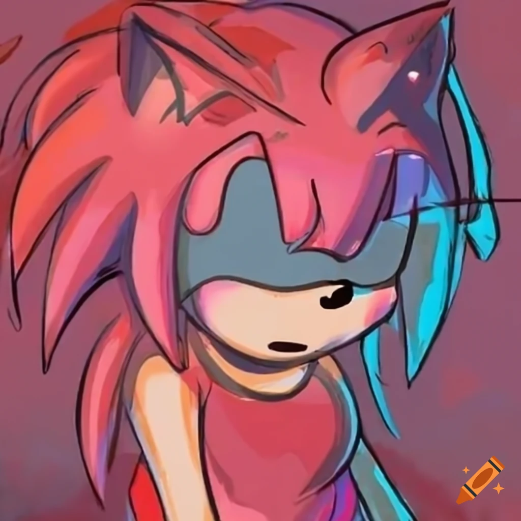 Amy rose in red t-shirt sleeping in bed on Craiyon