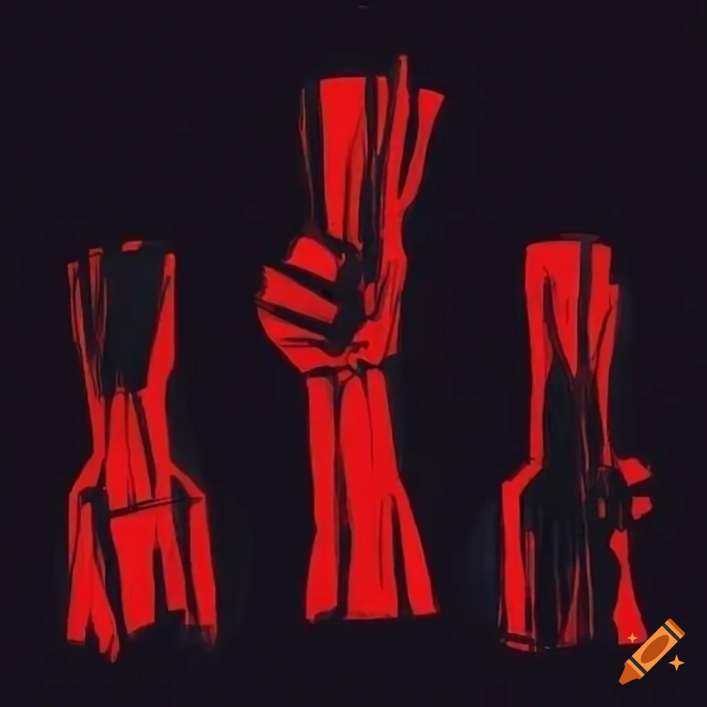 Labor day protest abstract sketch in black and red showing working ...