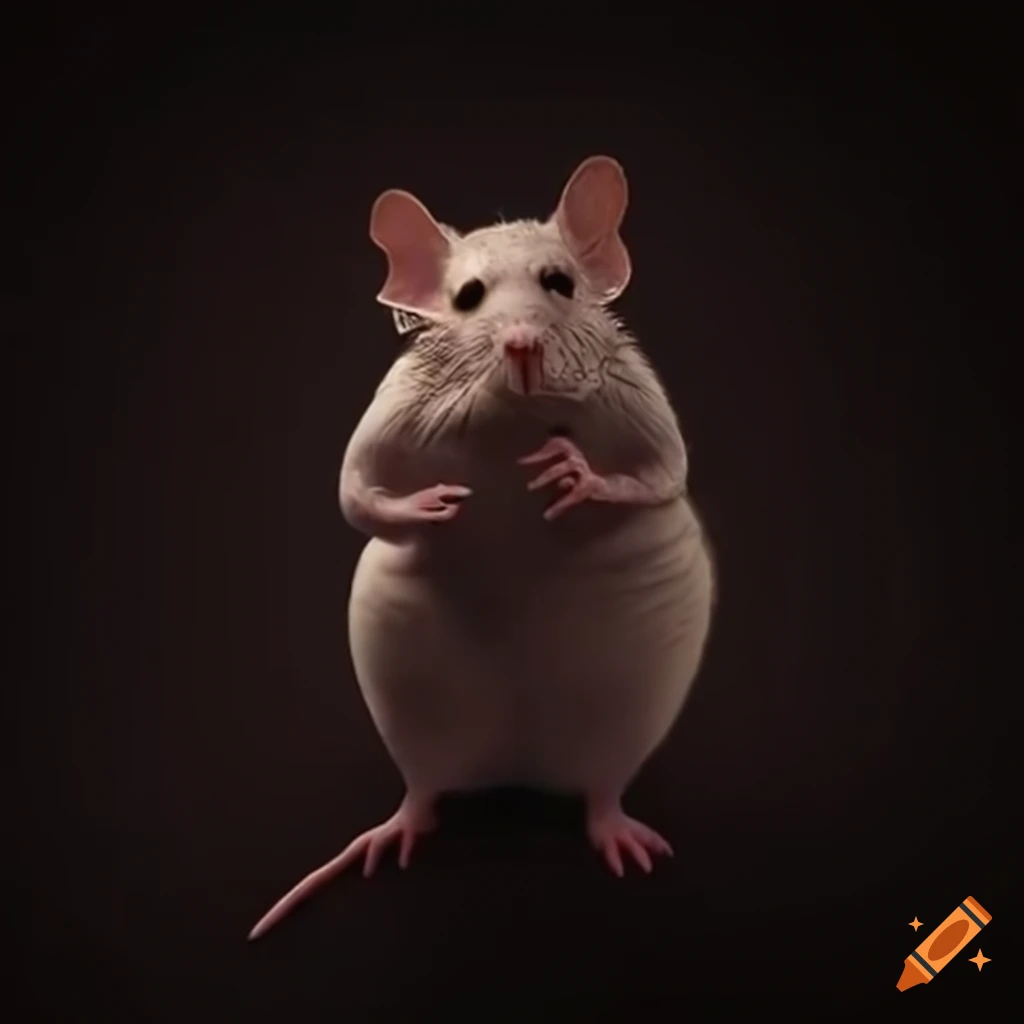 Creepy fat rat holding a human hand on Craiyon