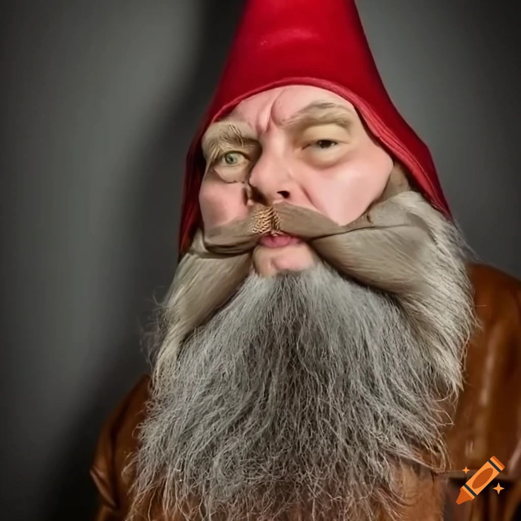 Fantasy gnome with walnut skin, yellow eyes, and granite hair in brown ...