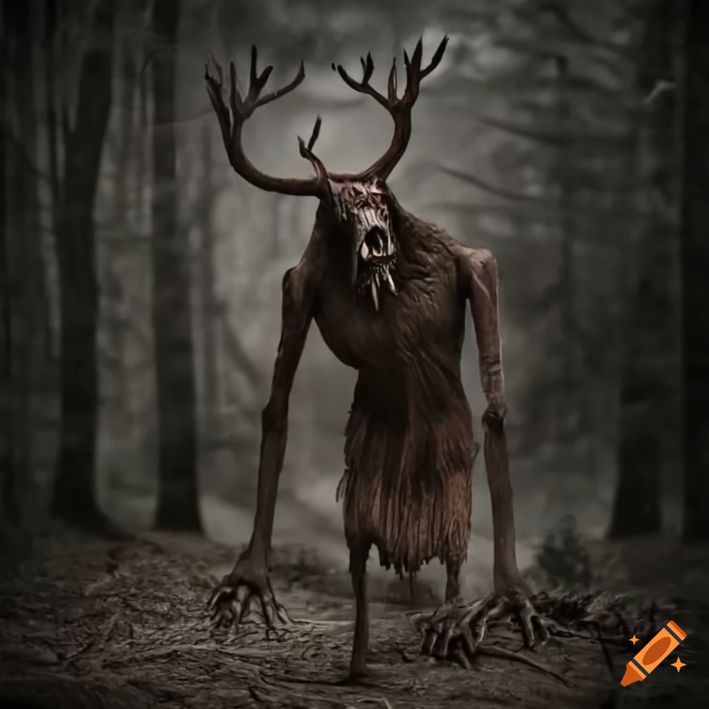 Legendary wendigo in a dark forest scene on Craiyon