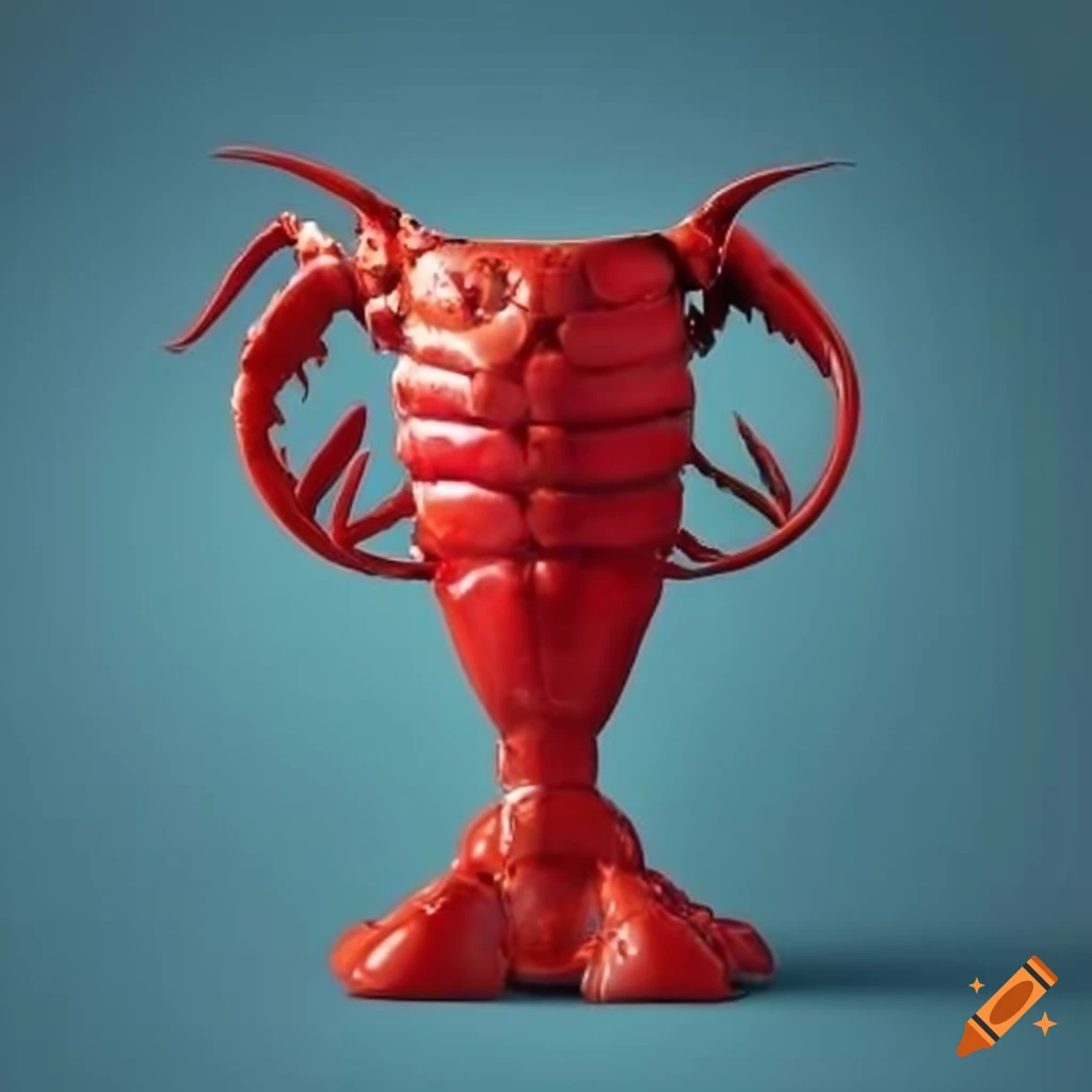 Red lobster-shaped trophy cup with claw handles on Craiyon