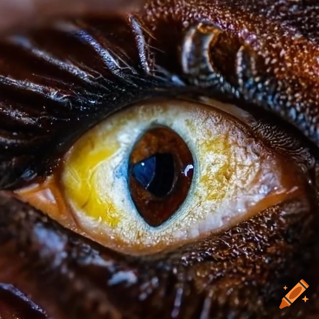 Extreme macro of a colorful dragon eye with high details on Craiyon
