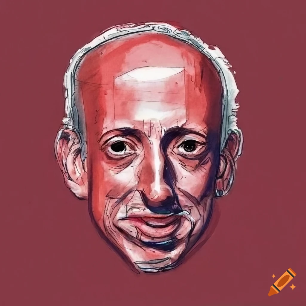 Fine tip pen sketch of a person with a card in their mouth, red ink art ...