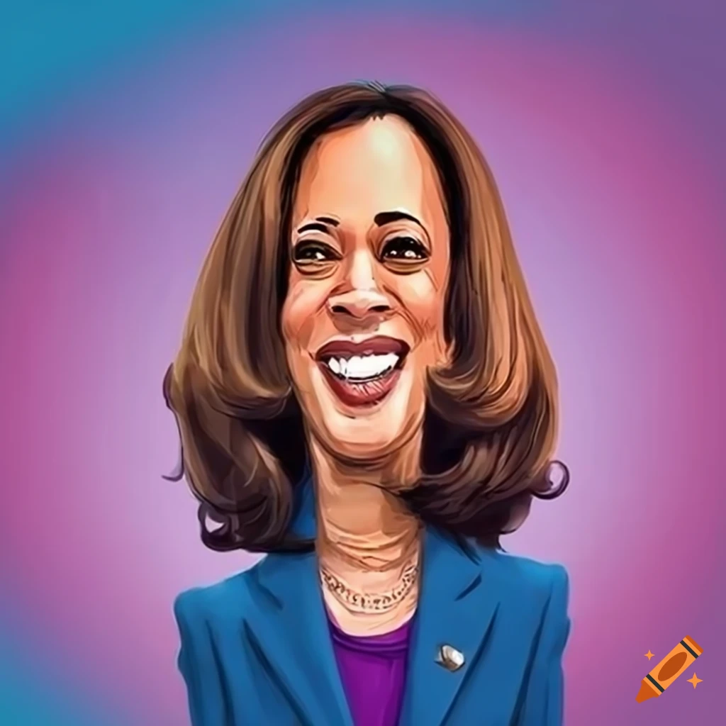 Political cartoon featuring kamala harris with distinctive smile on Craiyon
