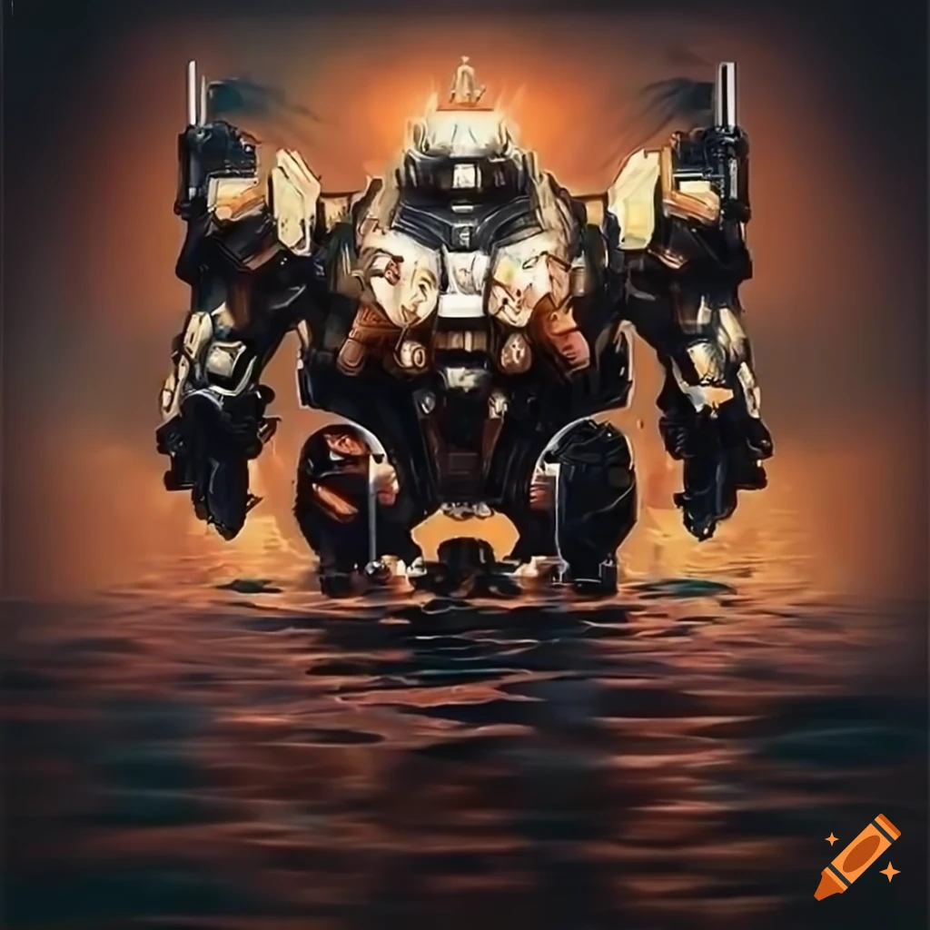 Stunning beautiful mech on floating canvas wrap on Craiyon