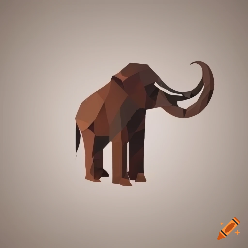 Minimalistic low poly mammoth logo on Craiyon