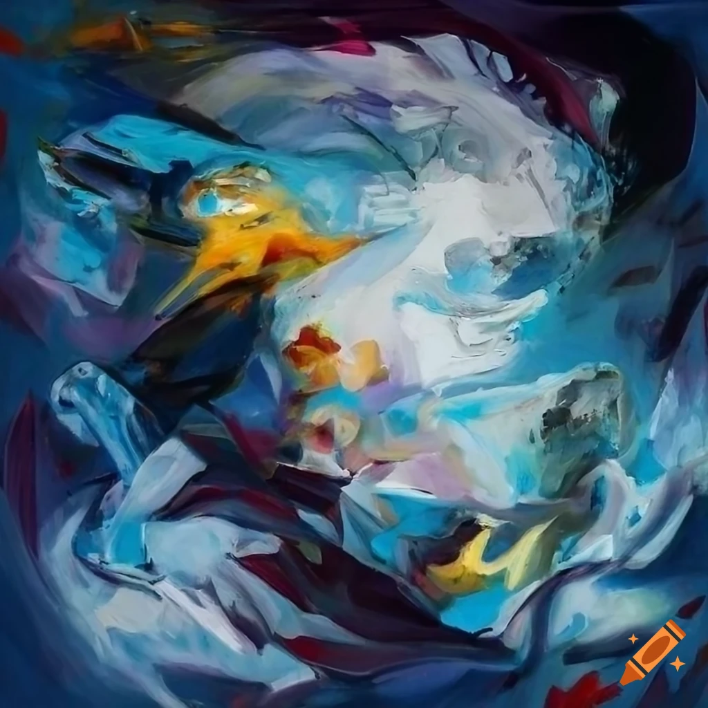 Abstract painting depicting a journey from hell to heaven with symbolic ...