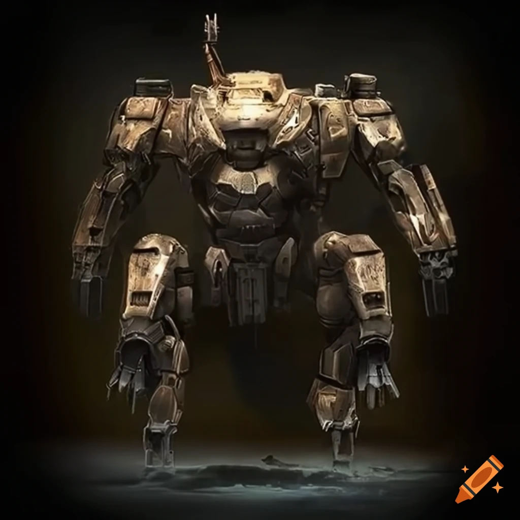 Floating canvas wrap of a stunning beautiful Armored Mech on Craiyon