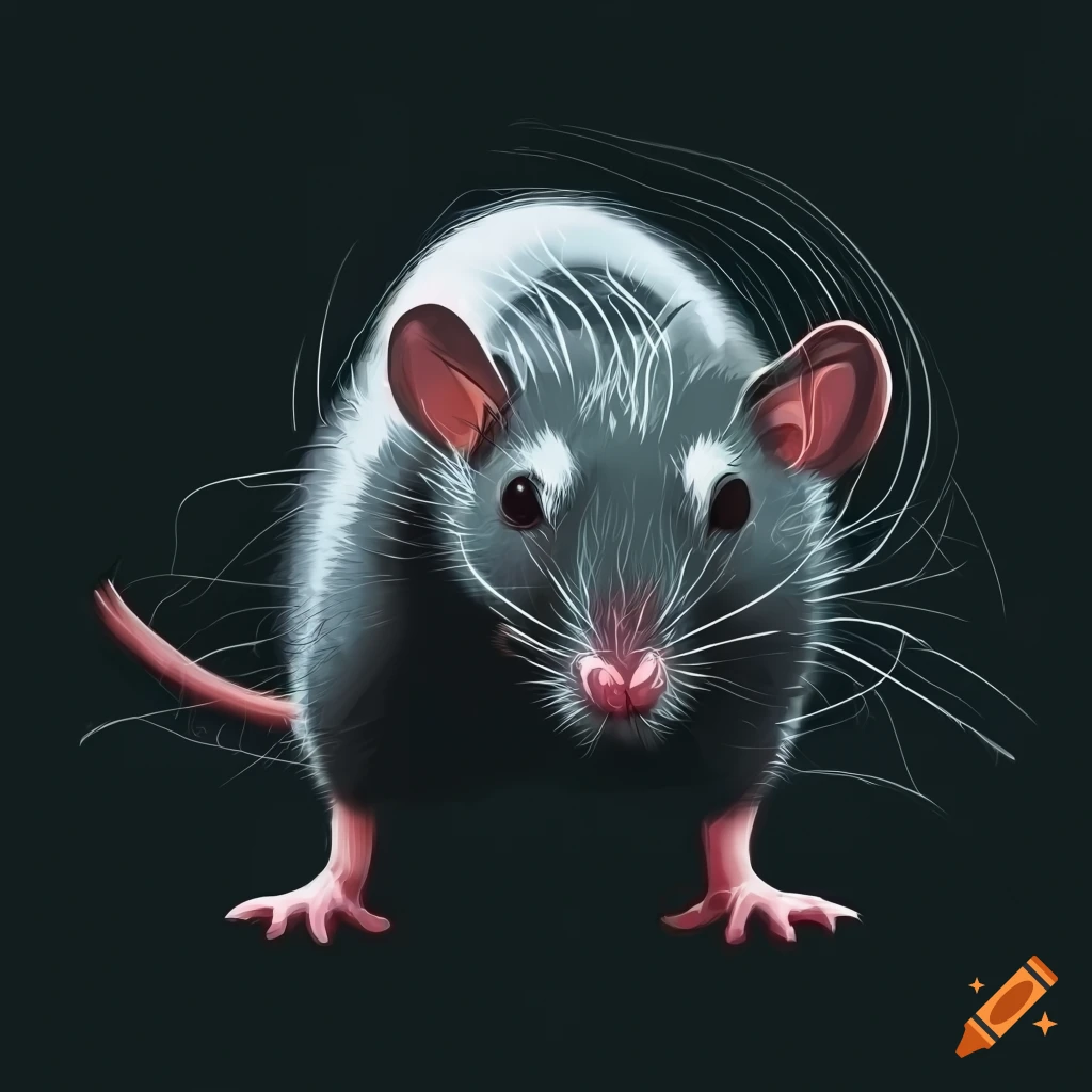 High quality digital painting of a detailed rat in vector illustration ...