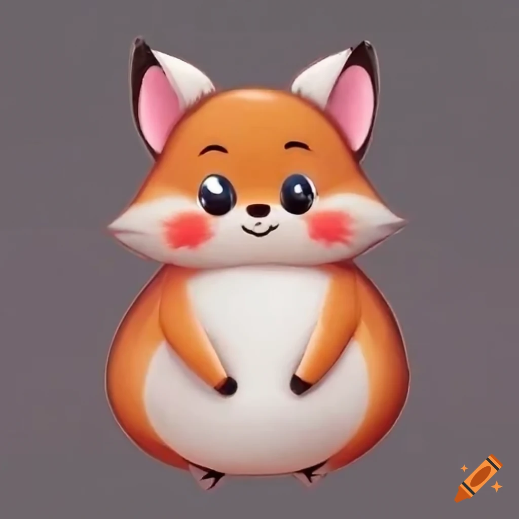 Adorable chubby fox with surprised smile on Craiyon