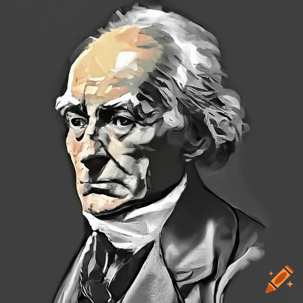 Portrait of historical figure Thomas Paine in classic black and white ...