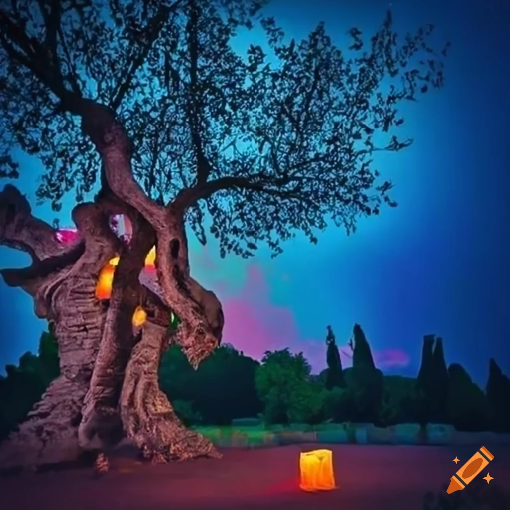 Claymation image of colorful lantern festival at night in ancient ...