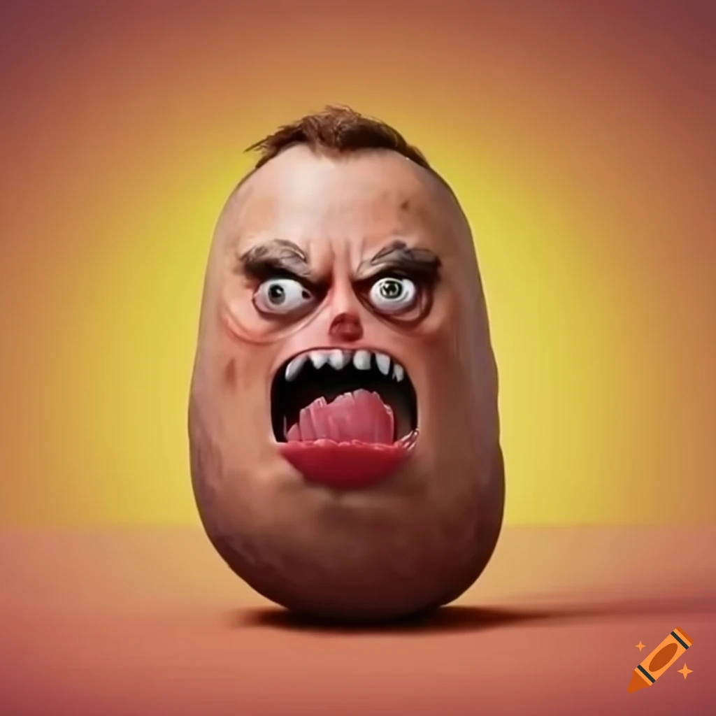 Caricature of elon musk as an angry potato on Craiyon
