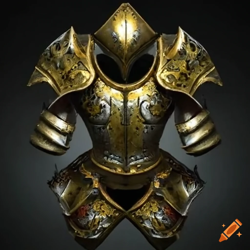 Front view of adorned magic armor plates on Craiyon