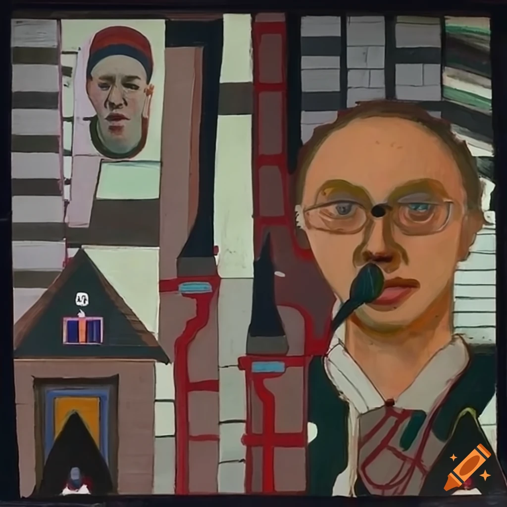 Self portrait on a street of an unknown city with unique expressions on ...